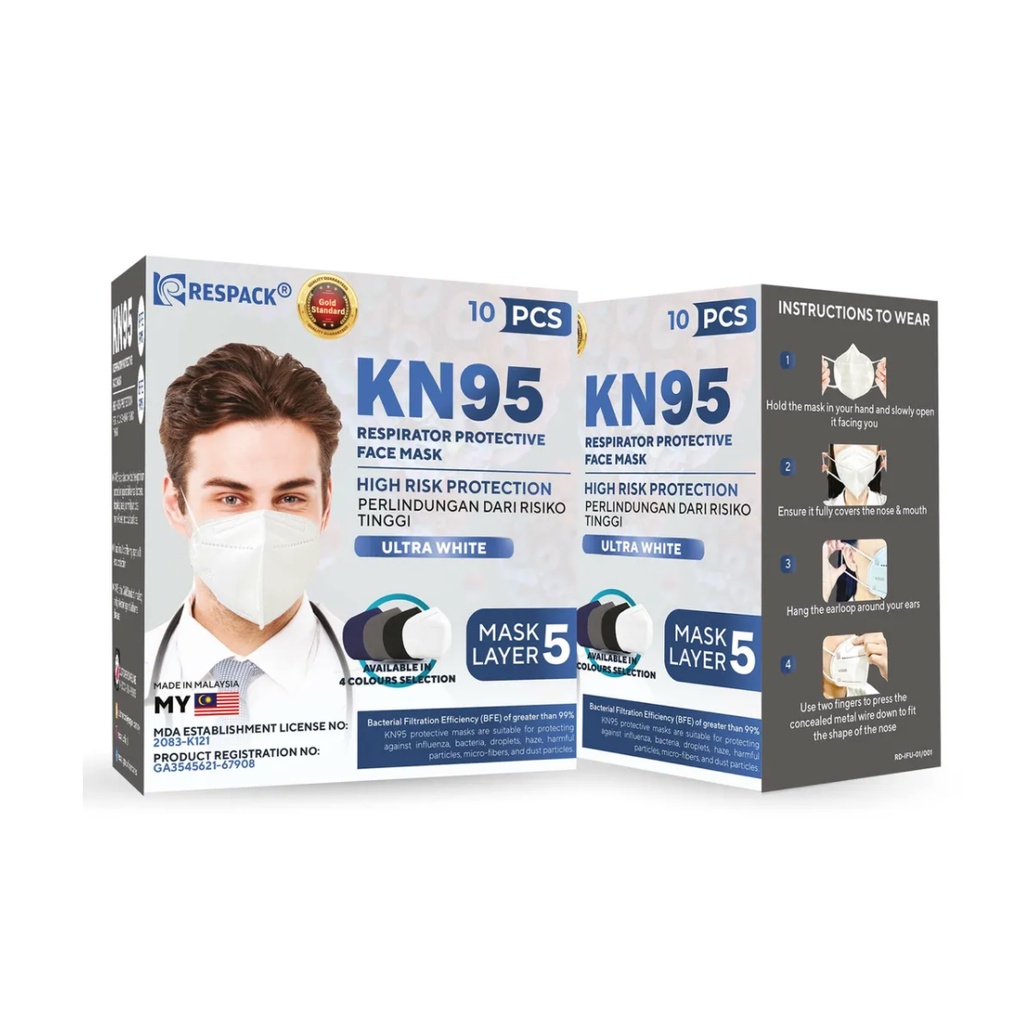 (CNY 2022) Respack KN95 Respirator Protective Face Mask (Ultra White ...