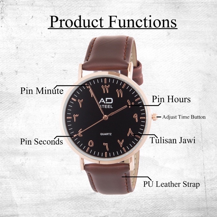 Promotion🇲🇾Ori ADSteel Jam Tawaf Tulisan Arab Jawi Anticlockwise ...