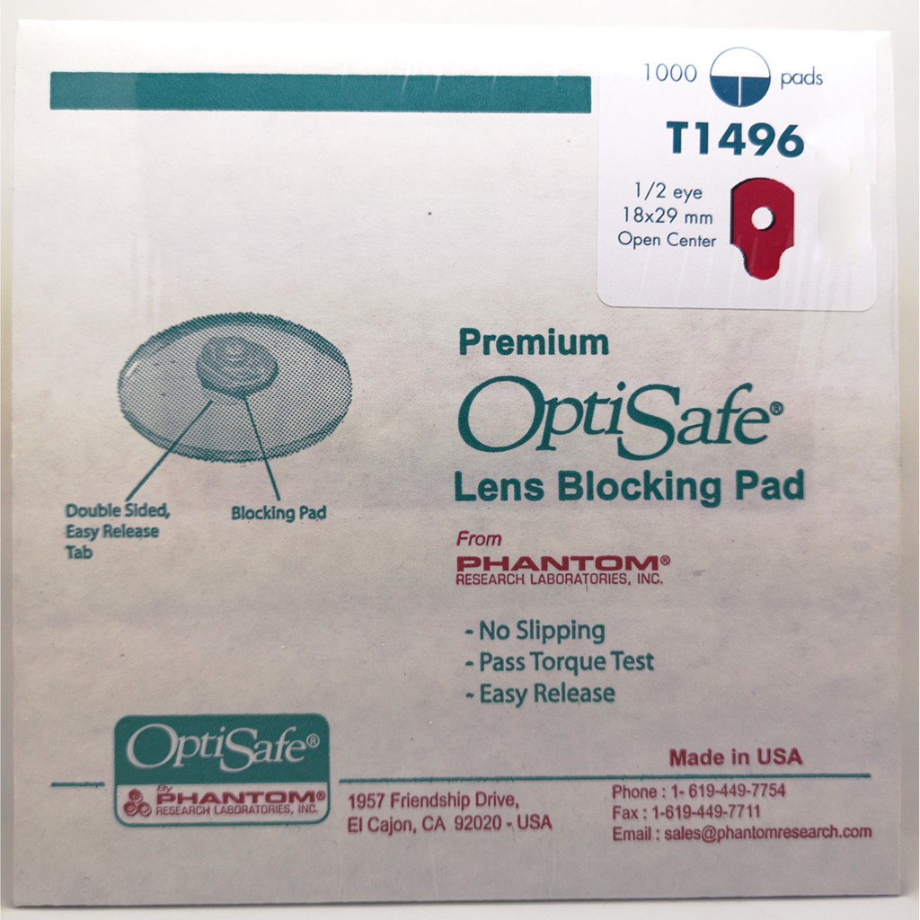 T1496 OptiSafe® Lens Blocking Pad 1/2 eye 18x29mm Open Center (1000 ...