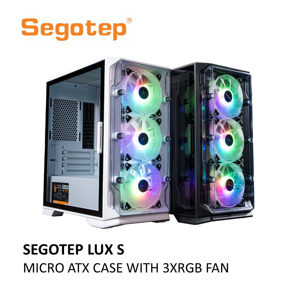 SEGOTEP LUX S WITH 3XRGB FAN MICRO ATX CASE TEMPERED GLASS | Shopee ...