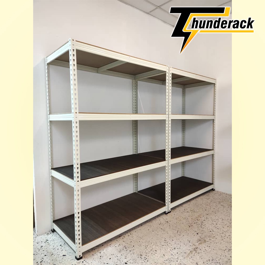🤍 HEAVY DUTY BOLTLESS RACK🤍 BEIGE WHITE Colour Metal Rack with 4 Levels ...