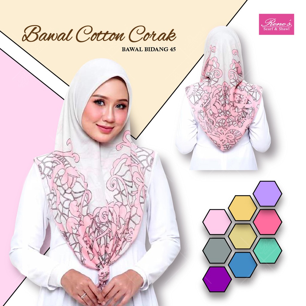 Tudung Bawal Cotton Scarf Turkey Corak Bidang 45 | Shopee Malaysia