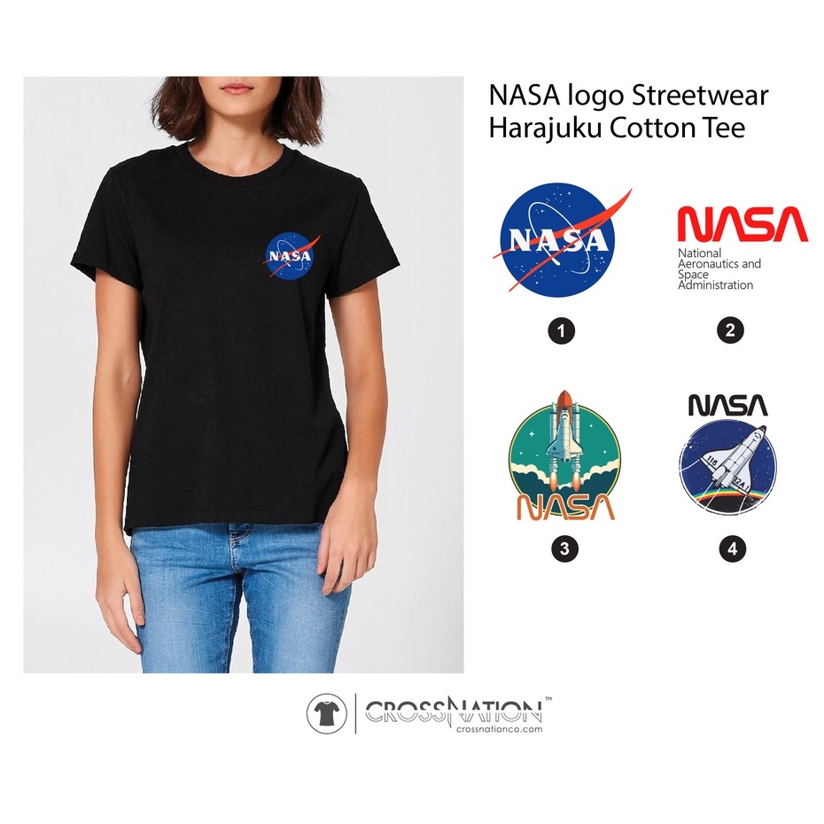 CNA NASA Spaceship logo tee - 100% Cotton Black Tee Shirt Baju NASA ...