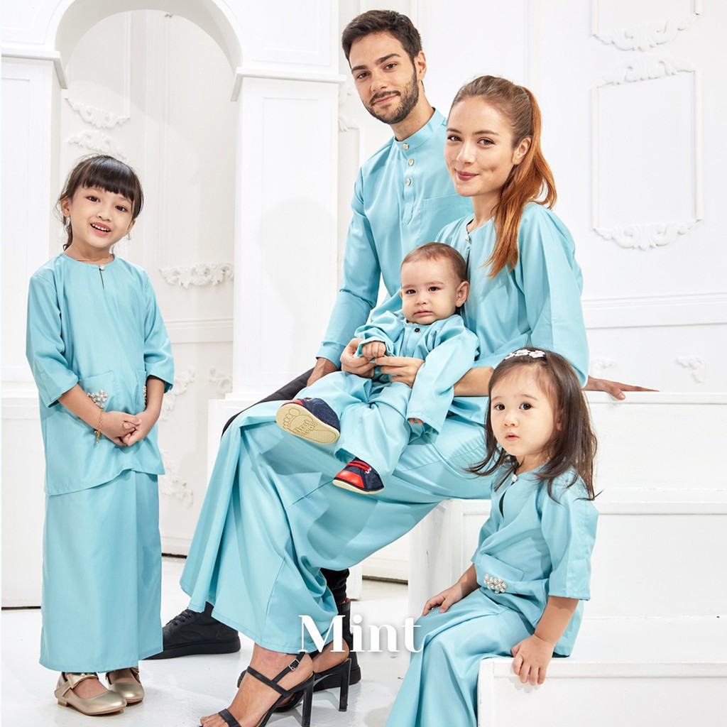 Baju Raya By Laboo Set Family Sedondon 15 Warna - Mint Green/Hijau ...