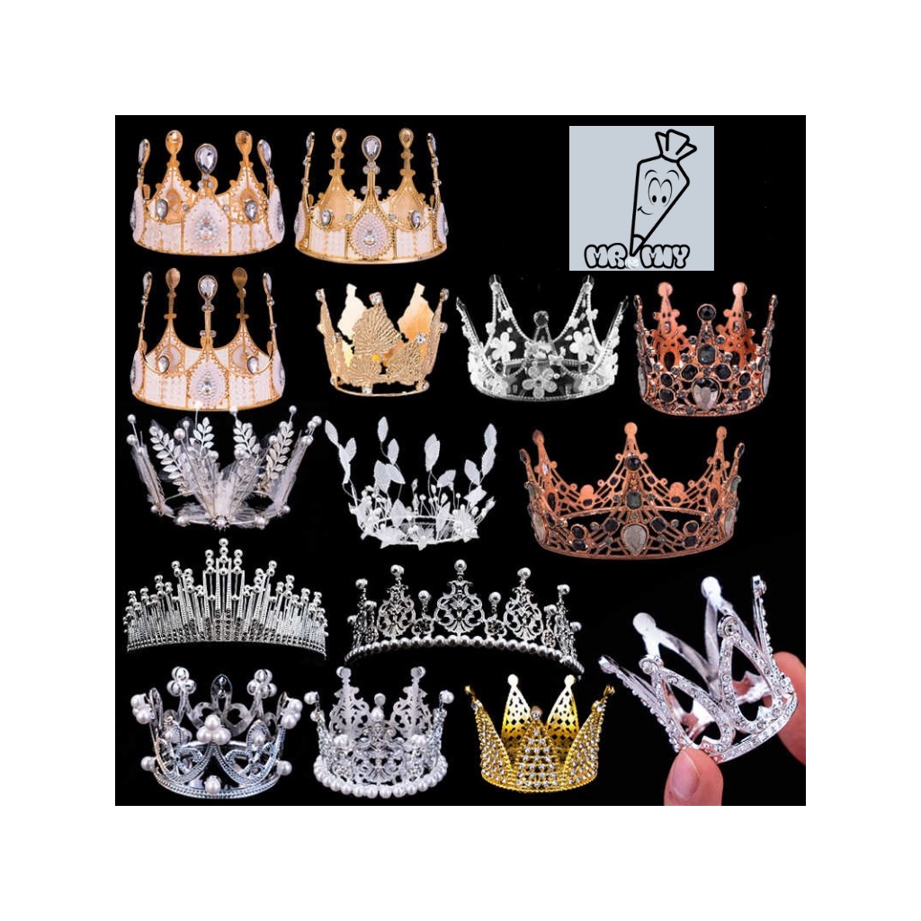 MR MIY Pearl Princess Crown Mini Crown Happy Birthday Cake Decoration ...