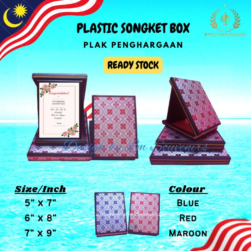 *CLEAR STOCK* PLAK PENGHARGAAN/PLASTIC BOX INCLUDED WORDING/CENDERAHATI ...