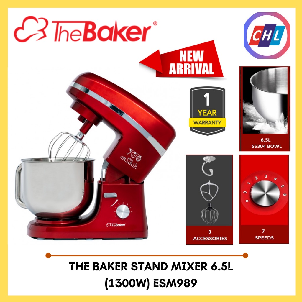 THE BAKER (READY STOCK) STAND MIXER 6.5L (1300W) ESM989 - 1 YEAR WARRANTY | Shopee Malaysia