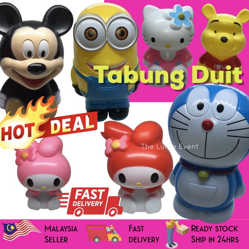 Ready Stock - Tabung duit kartun Mainan pooh,hello kitty, minion ...