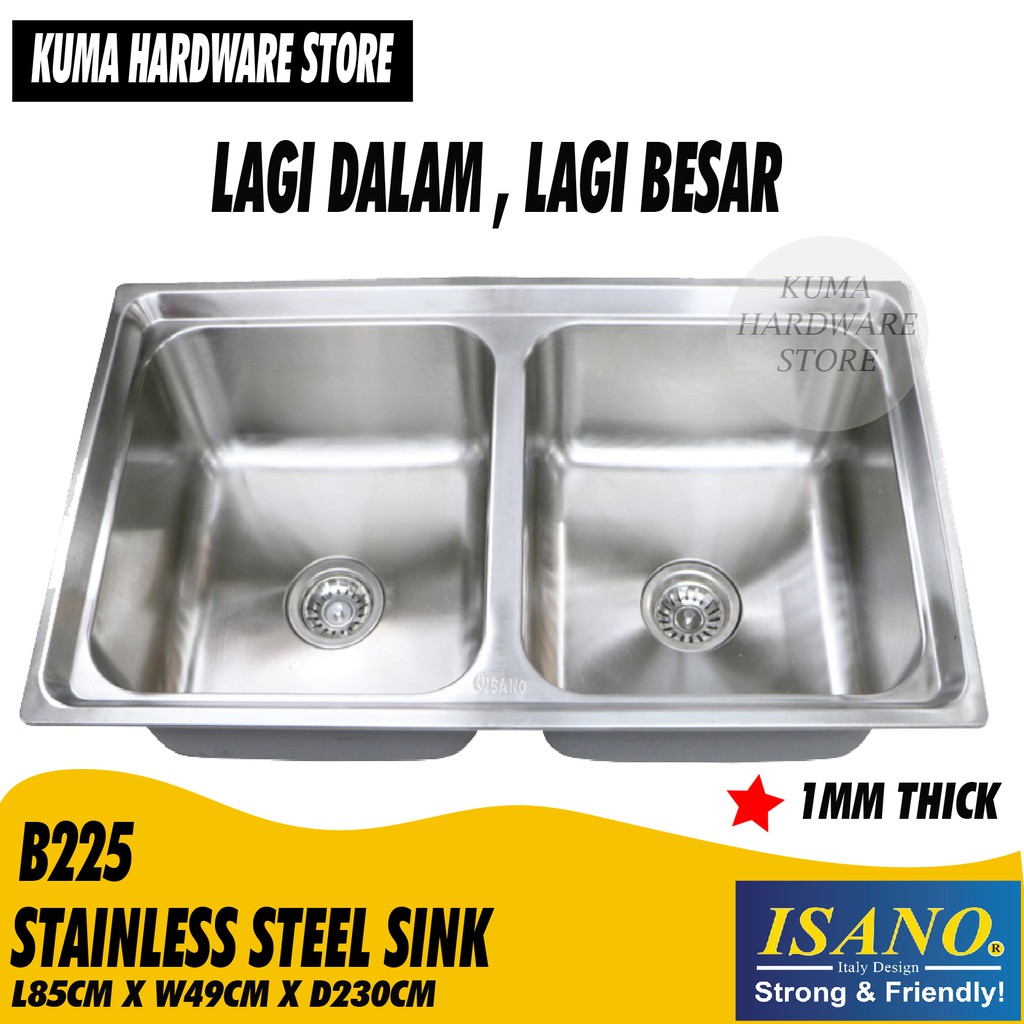 SINKI DAPUR / KITCHEN SINK STAINLESS STEEL ISANO B225 | Shopee Malaysia