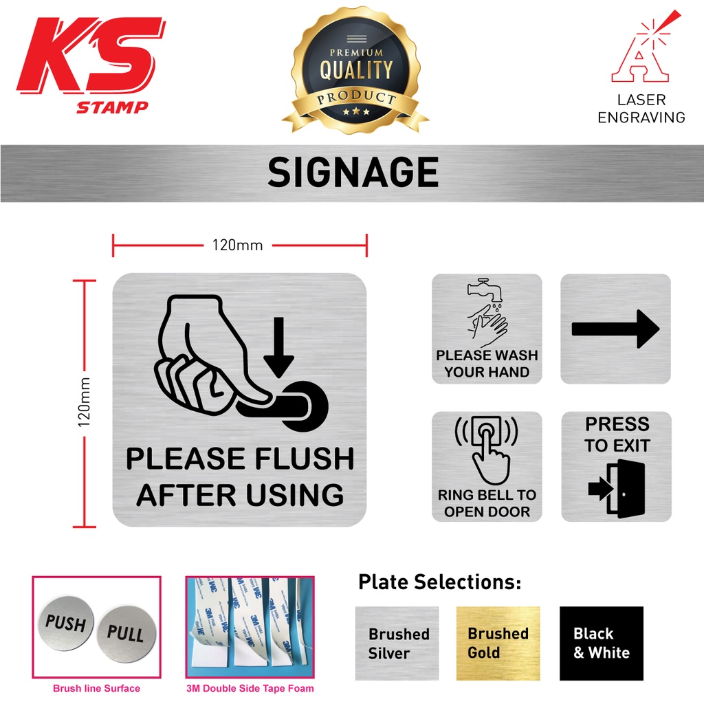 SIGNAGE PLEASE FLUSH AFTER USING / RING BELL TO OPEN DOOR / PRESS TO ...