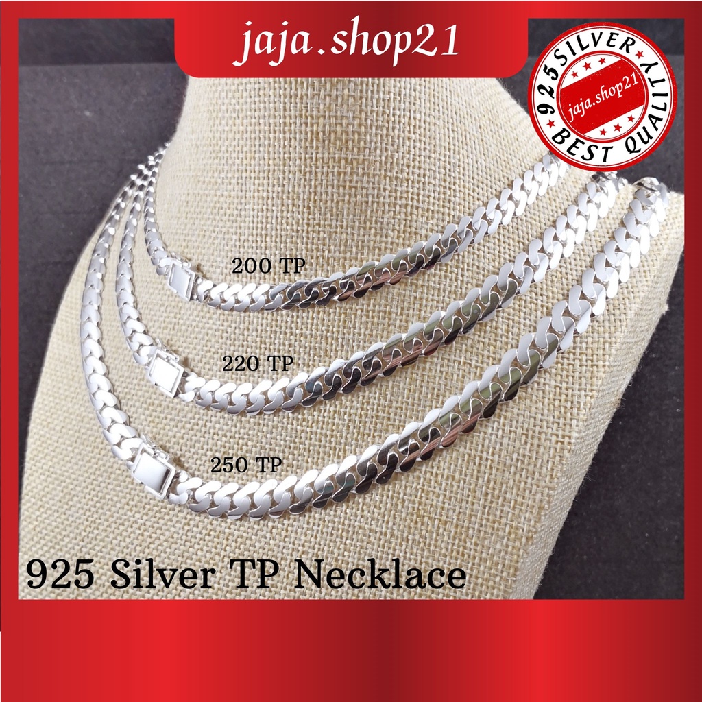 READY STOCK | Original 925 Silver TP Necklace Chain | Rantai Leher TP Perak 925 | Shopee Malaysia
