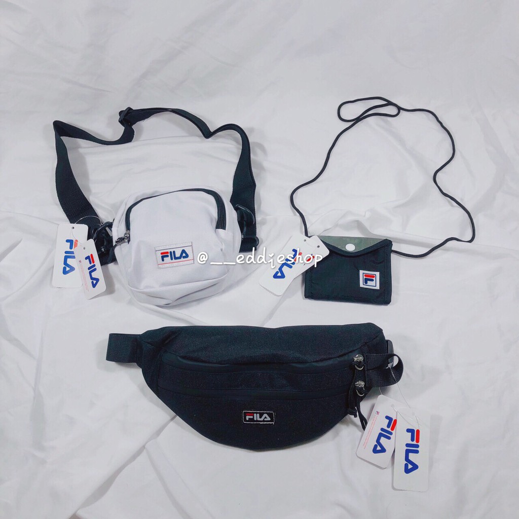 Three Styles FILA White Side Bag Backpack Small Square Toast Card ...
