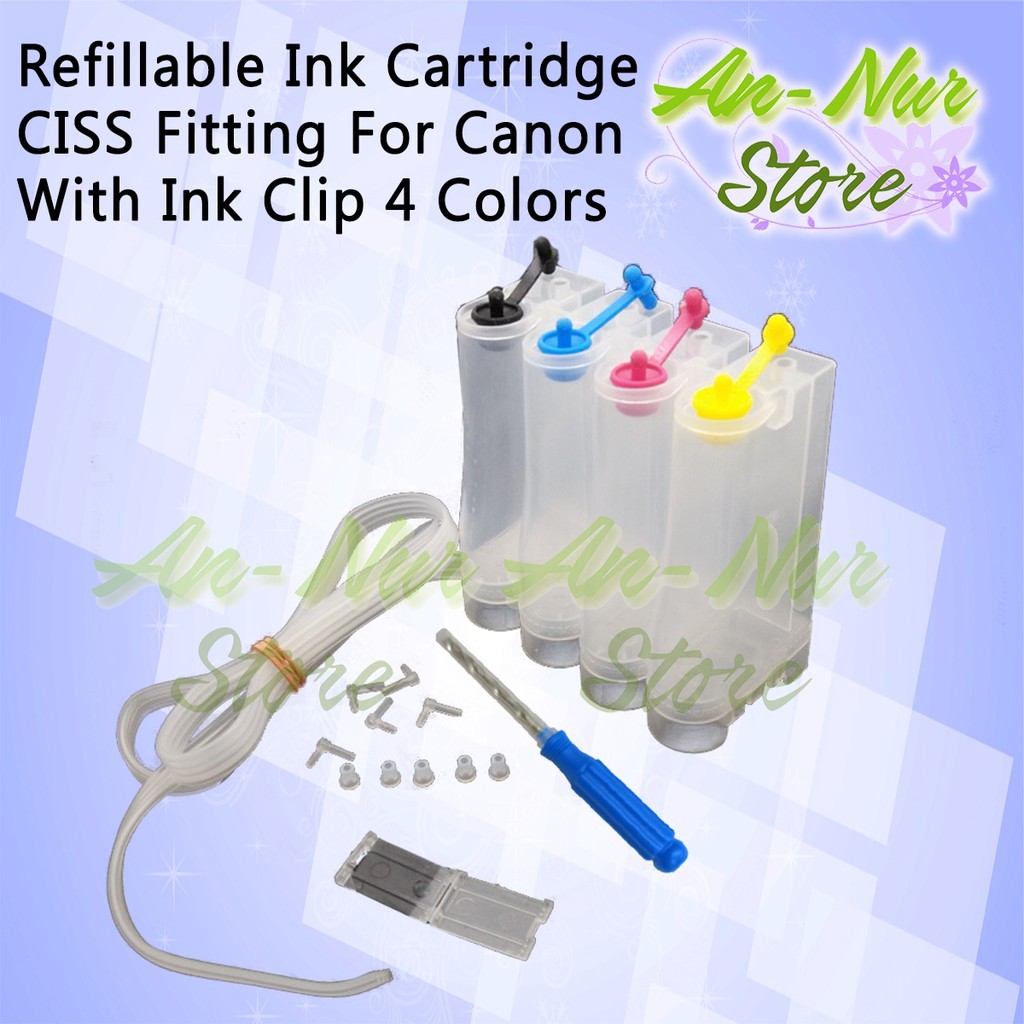 4 Color CISS Kit Empty With Accessories Ink Tank For Canon With 3.66MM ...