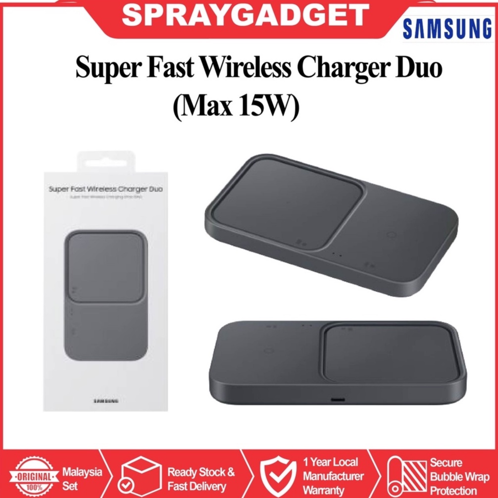 (100% Ori) Samsung Super Fast Wireless Charger Duo (15W ) ( EP-P5400 )( With Adapter & Cable )🎁 ...