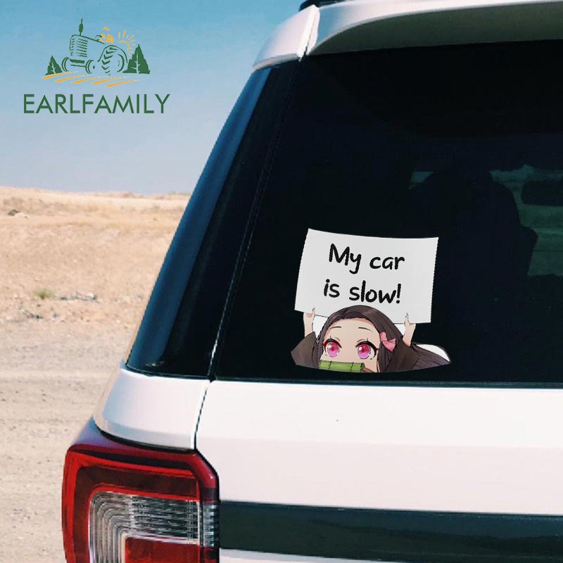 EARLFAMILY 13cm x 9.6cm Demon Slayer Nezuko MY CAR IS SLOW Car Stickers ...