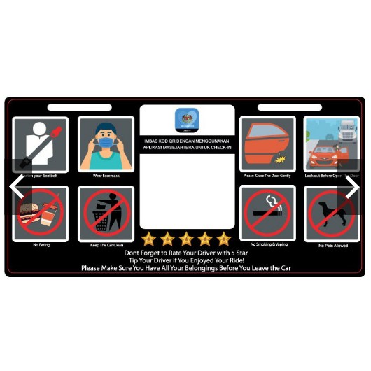 STICKER STAR RATING GRAB / MYSEJAHTERA E-HAILING SIGN / E-hailing ...