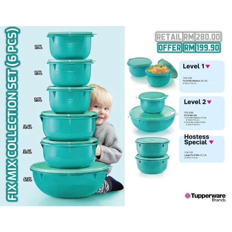 Tupperware Fix n Mix Fullset 5 pcs | Shopee Malaysia