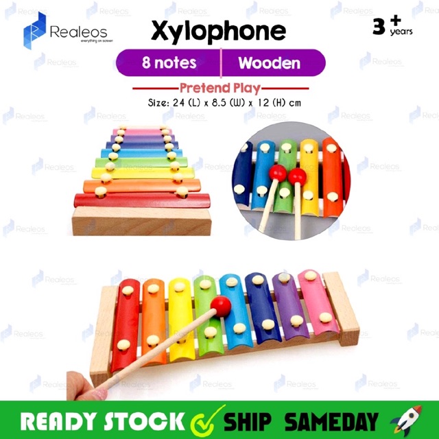 QQ MART 8 Notes Kids Musical Learning Wooden Xylophone Pretend Play Toy ...