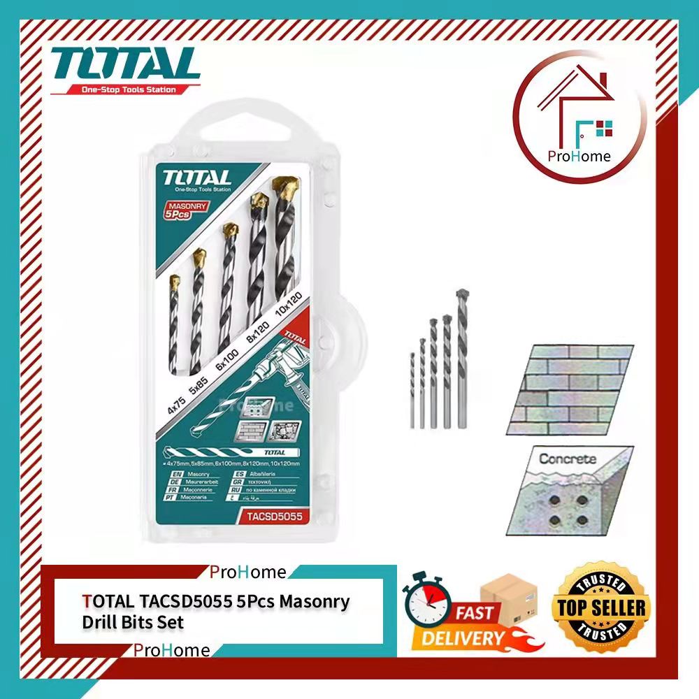 TOTAL TACSD5055 5PCS MANSORY DRILL BIT SET /TOTAL MASONRY DRILL BIT ...