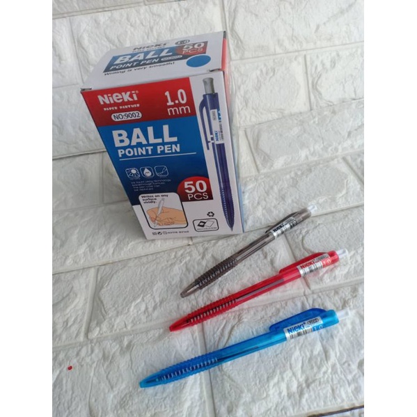 Nieki Ball Pen 1.0 Red / black / blue -50pcs | Shopee Malaysia