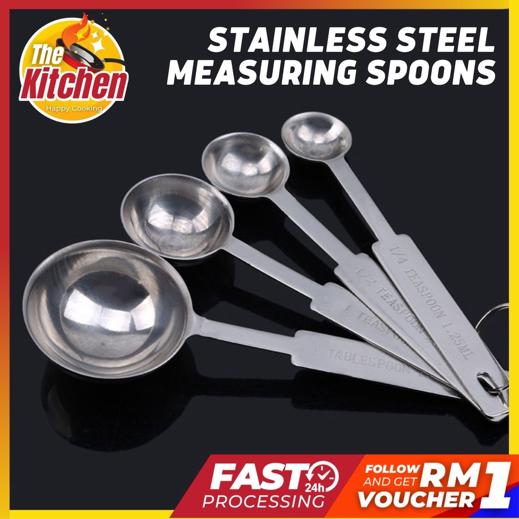 4pcs Stainless Steel Measuring Spoon Baking Measurement Tool Seasoning ...