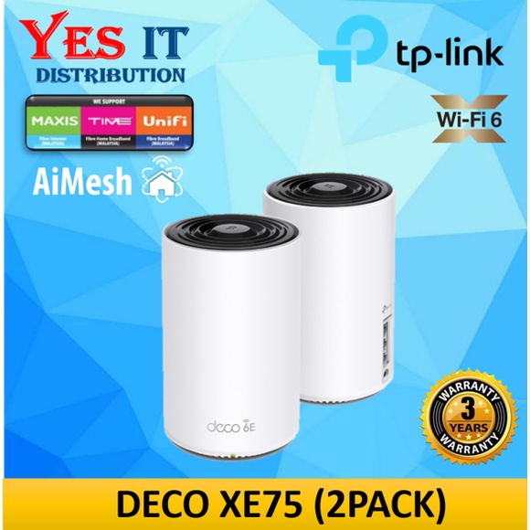 TP-Link Deco XE75 (2PACK) AXE5400 Mesh Wifi 6E Tri Band Router Home System Wireless Range ...
