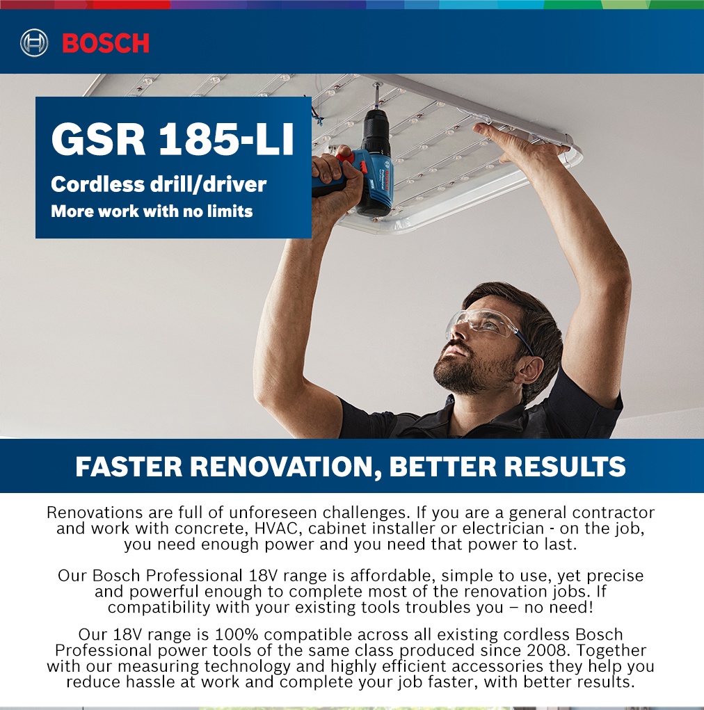 BOSCH GSR 185-LI Brushless Cordless Drill Driver With Battery ...