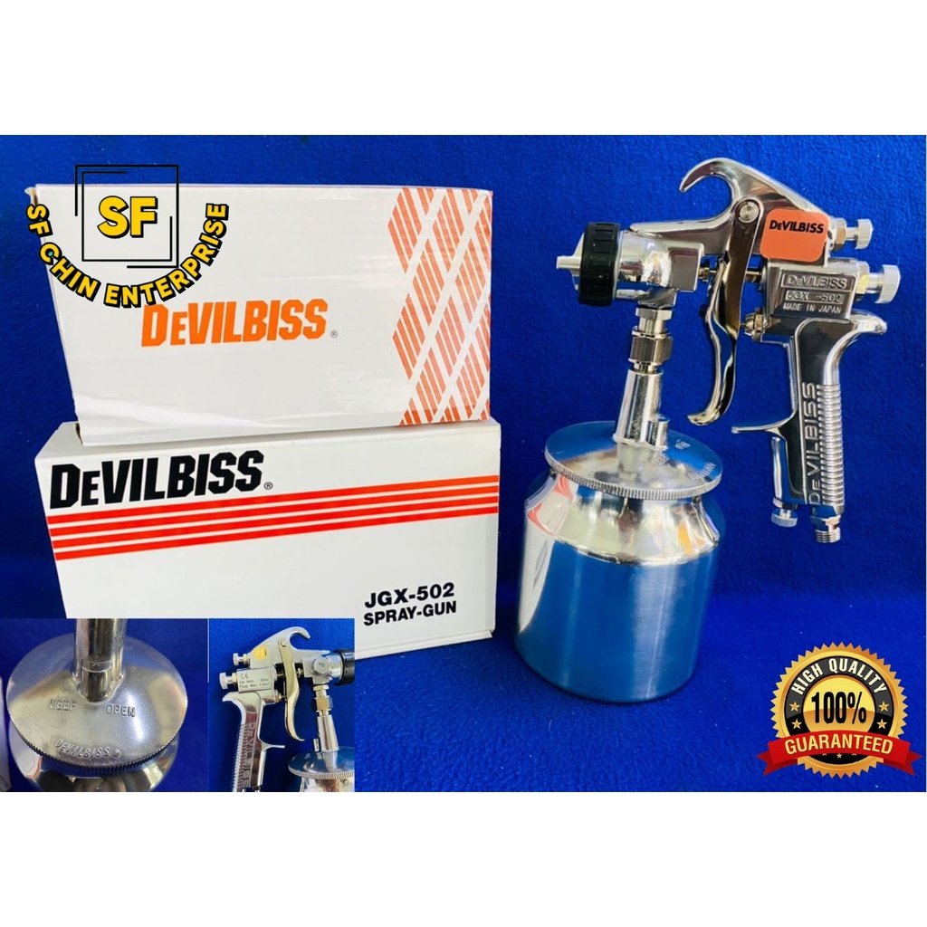 DEVILBISS JGX-502 SPRAY GUN C/W 700 CC CUP/METAL RING/PLASTIC RING /EX1 ...