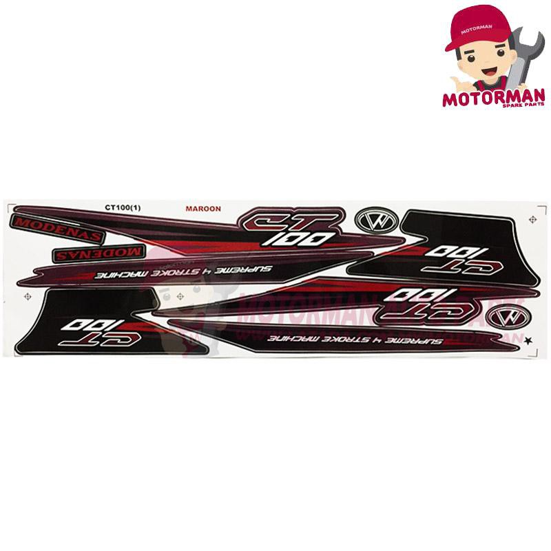 STICKER BODY MODENAS CT100 (1) MAROON "MOTORMAN" | Shopee Malaysia