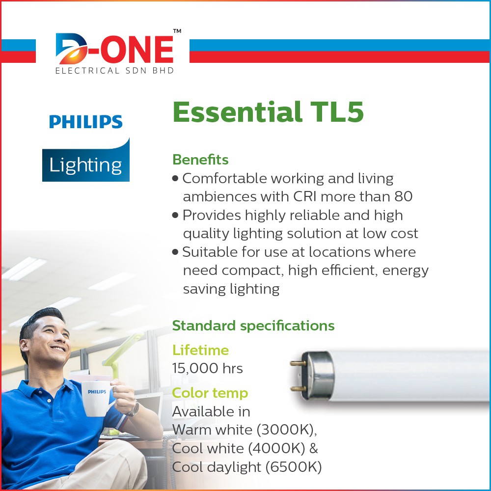 Philips Conventional Tubes - Essential TL5 (Size: 1ft / 2ft / 3ft / 4ft ...
