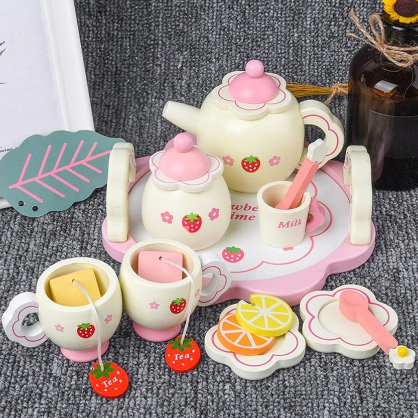 [Msia Ready Stock] Wooden Mini High Tea Set Pretend Play Toys For ...