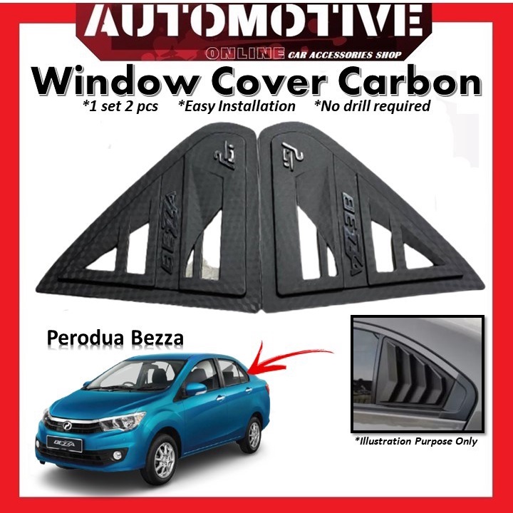 Perodua Bezza Rear Window Side Louver Cover-Carbon | Shopee Malaysia
