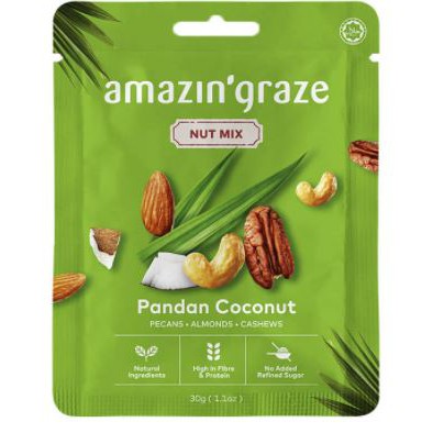 amazin'graze NUT MIX Pandan Coconut 30g (PECANS.ALMONDS.CSHEWS)Exp:21/7 ...
