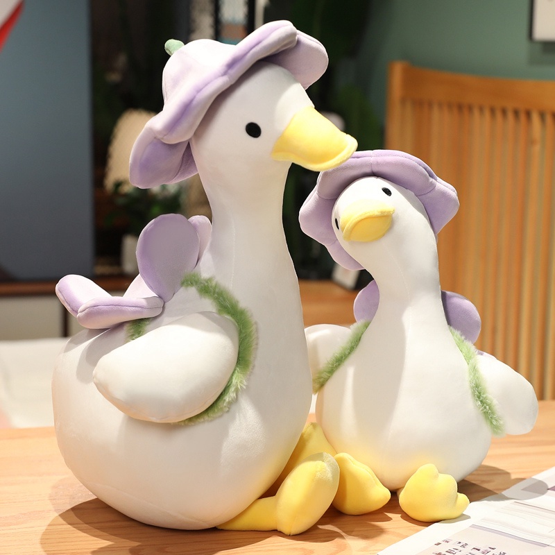 Flower Hat Duck Cute Plush Toy Big White Goose Doll Gift For Girls ...