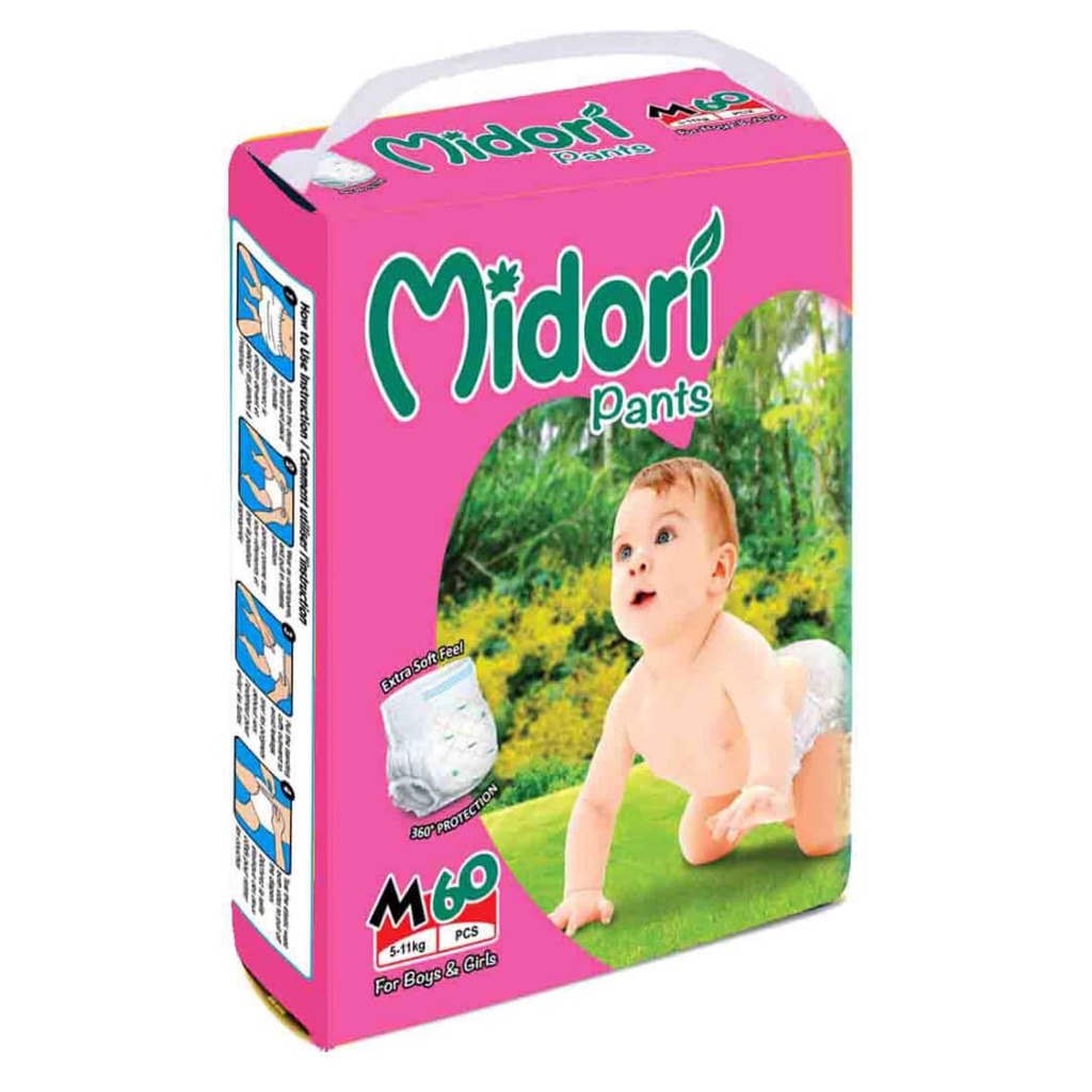 Midori Disposable Baby Diaper Pants (S66/M60/L52/XL48/XXL42) | Shopee ...