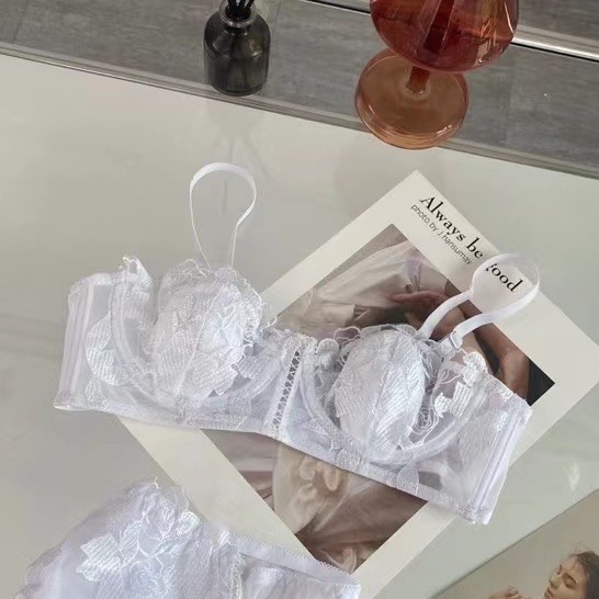 1/2 Half Cup Small Chest Sexy Lace Thin Cup Bra Push up Gathered Bra ...