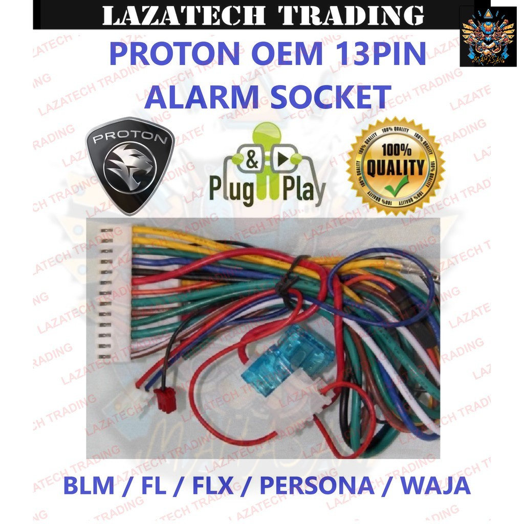 SOCKET WIRING ALARM KERETA,WIRING ALARM,ADAPTER WIRING,PROTON OEM 13PIN ...