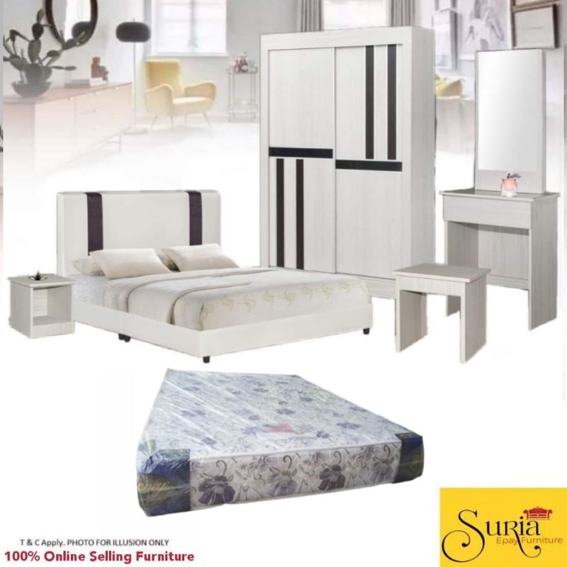 Suria - Package 22461 (Bedframe + Mattress + Wardrobe + Dressing Table ...