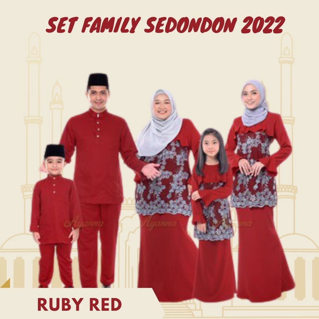 Set Family Ruby Red. Baju Raya 2023. Baju Raya Plussize. Sedondon Ibu ...