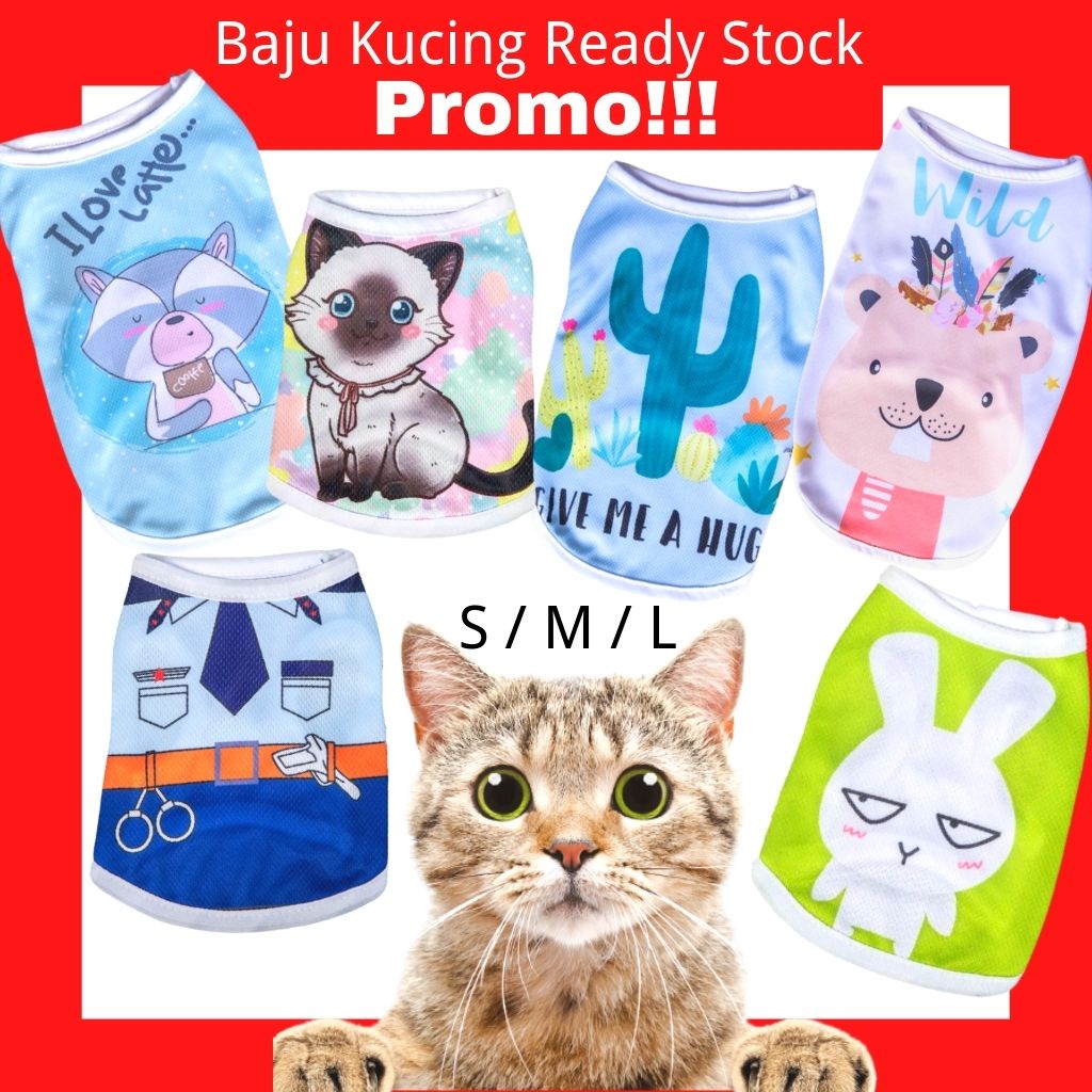 Pet Clothes Cat Cloth Baju Kucing Nipis Selesa Ready Stock Pet Cat ...