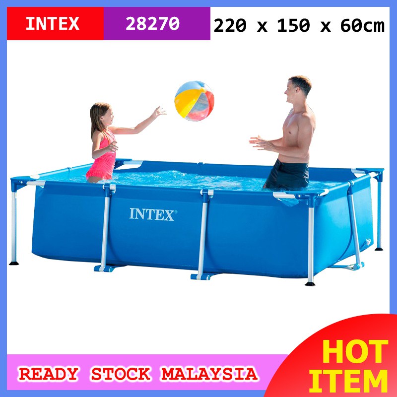 INTEX 4 Sizes Rectangular Frame Pool Set Family Large Outdoor Swimming ...