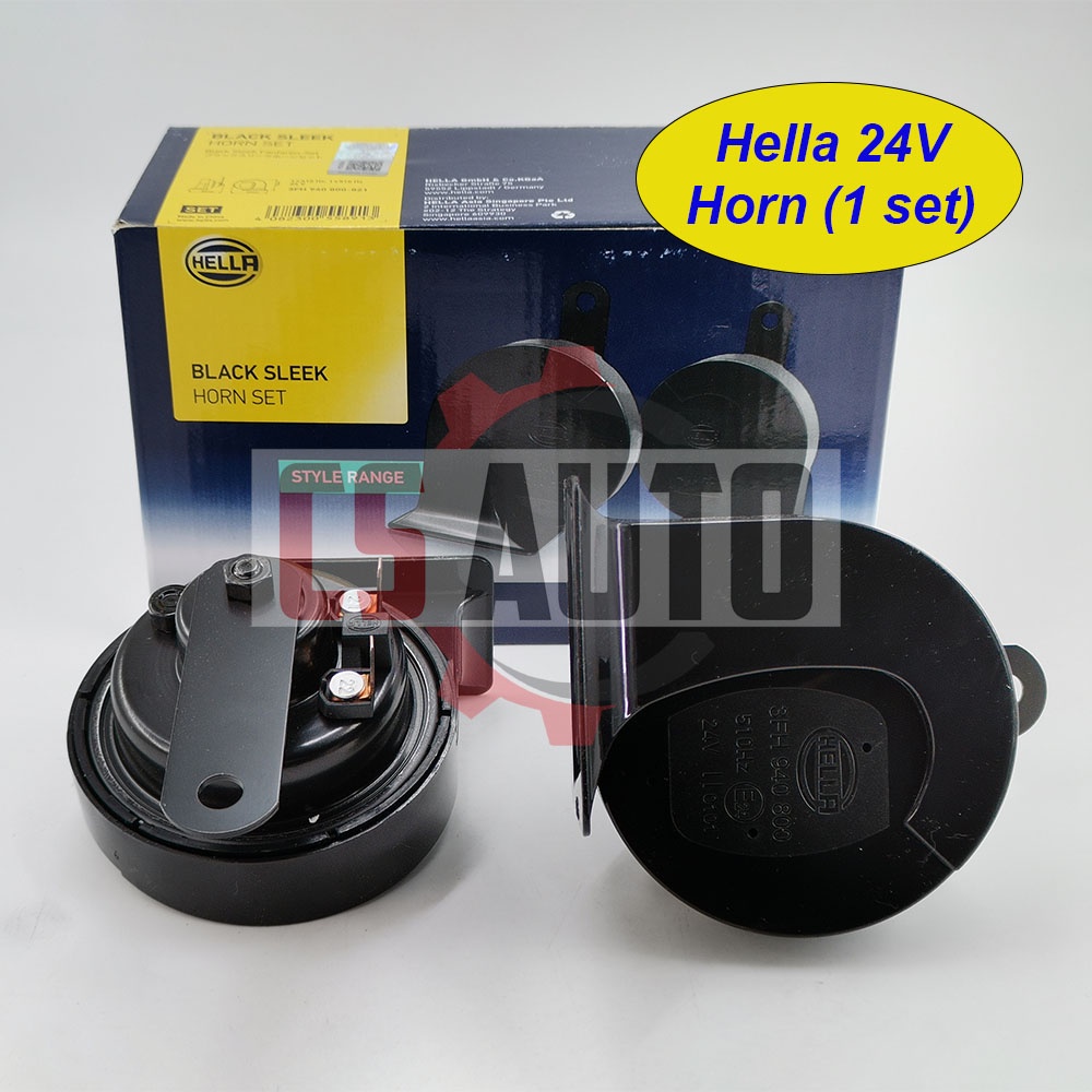 1set x Hella 24V Snail Horn Black Knight Lorry Truck Trailer Hon Siput ...