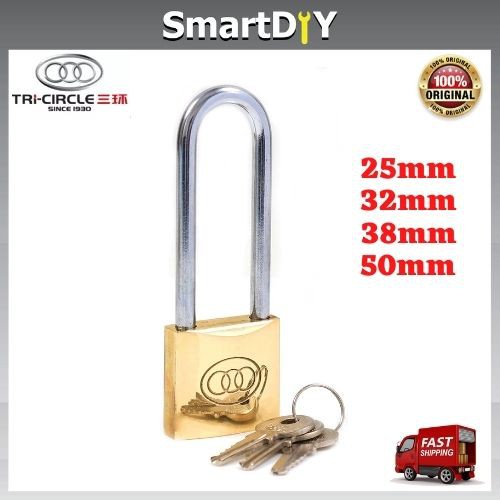 Tri Circle Long Shackle Brass Padlock 25,32,38,50mm Heavy Duty Brass ...