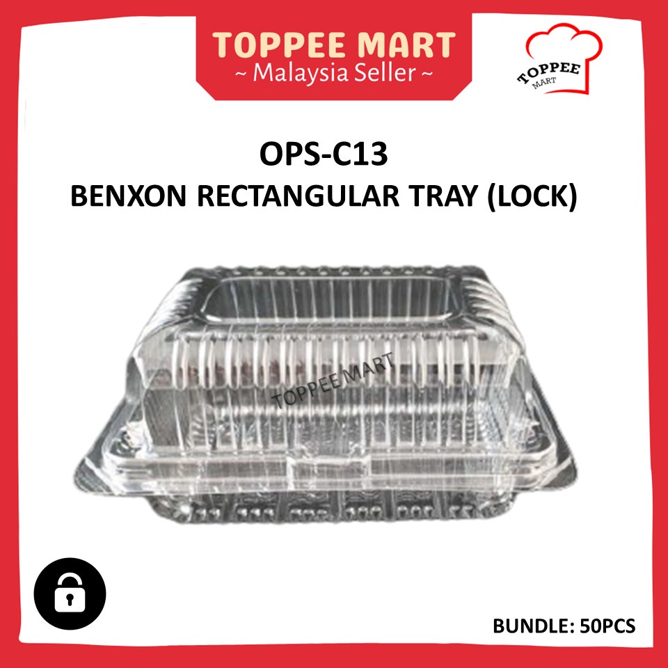 OPS-C13 (BUNDLE= ±50PCS) LOCK RECTANGULAR Plastic Tray Food Packaging ...