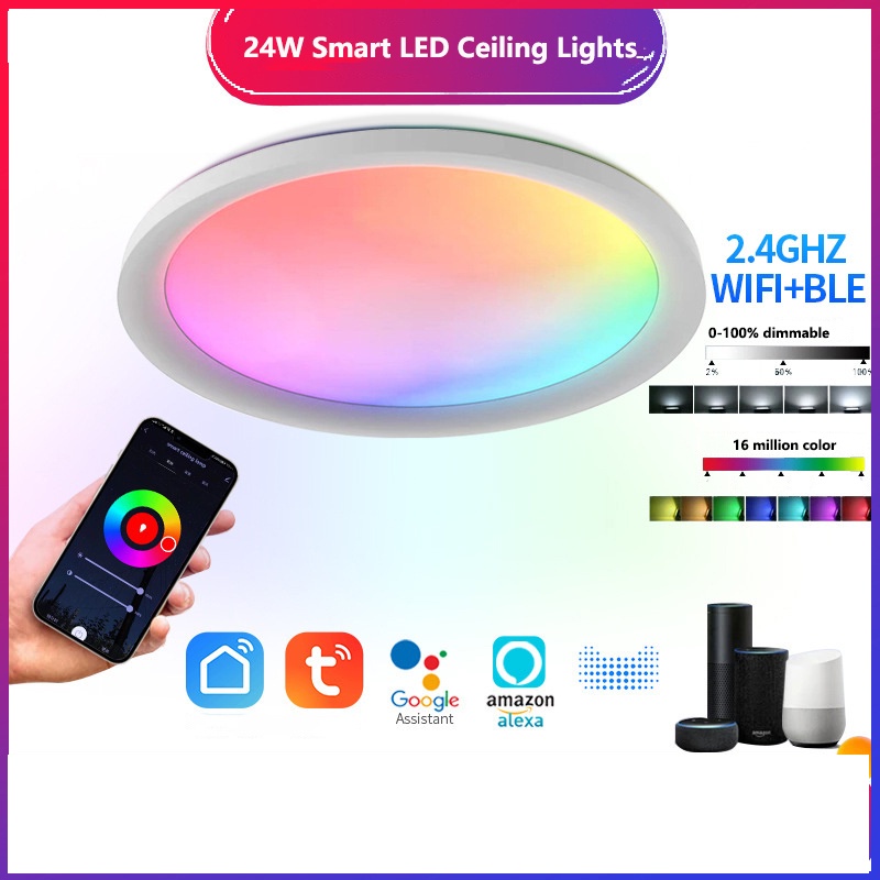 24W High Brightness Smart Tuya Led Ceiling Light WiFi Bluetooth Smart ...