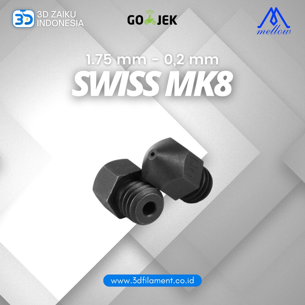 Original Mellow Top Swiss MK8 Hardened Steel Nozzle M6 Thread 1.75 mm ...