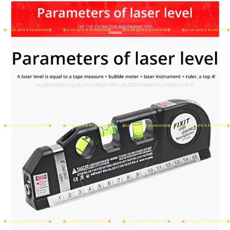 Laser Level Radiation 3d 360 Degree Red Green Light Auto Self Leveling Line Adapter Alarm