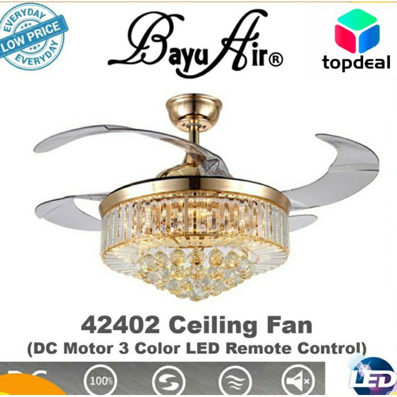 ECOLUXE ECO-428 42" DC Motor Ceiling fan with 3 color LED Light ...
