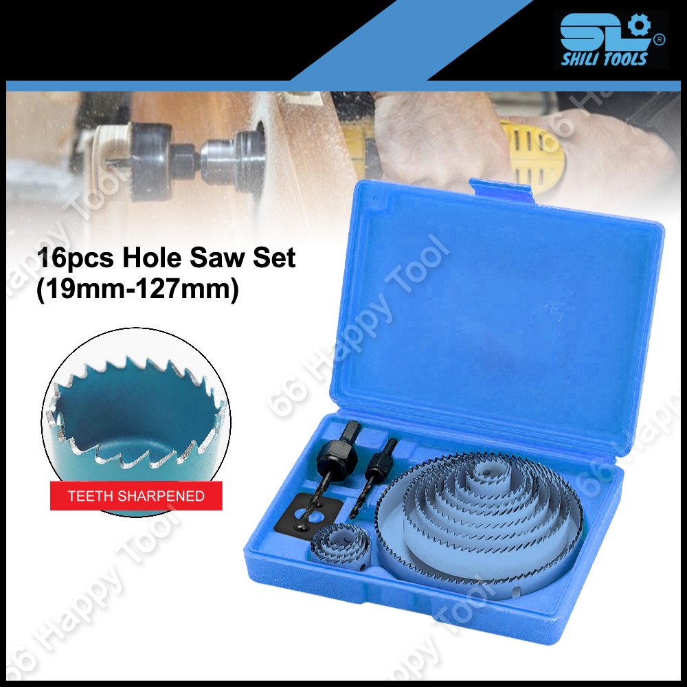 16pcs SL Carbon Steel Hole Saw Set Wood Hole Saw Kit Shili Tools Wood ...