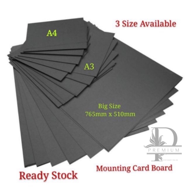 Black Mounting Board (A4/A3/20”x 30”) / Mounting Board Hitam / Card ...
